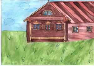 How to draw a hut with pencils and paints - easy master class for kids