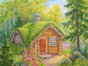 How to draw a hut with pencils and paints - easy master class for kids